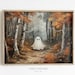 Little Ghost in Autumn Forest Vintage Style Halloween Painting | Spooky ...