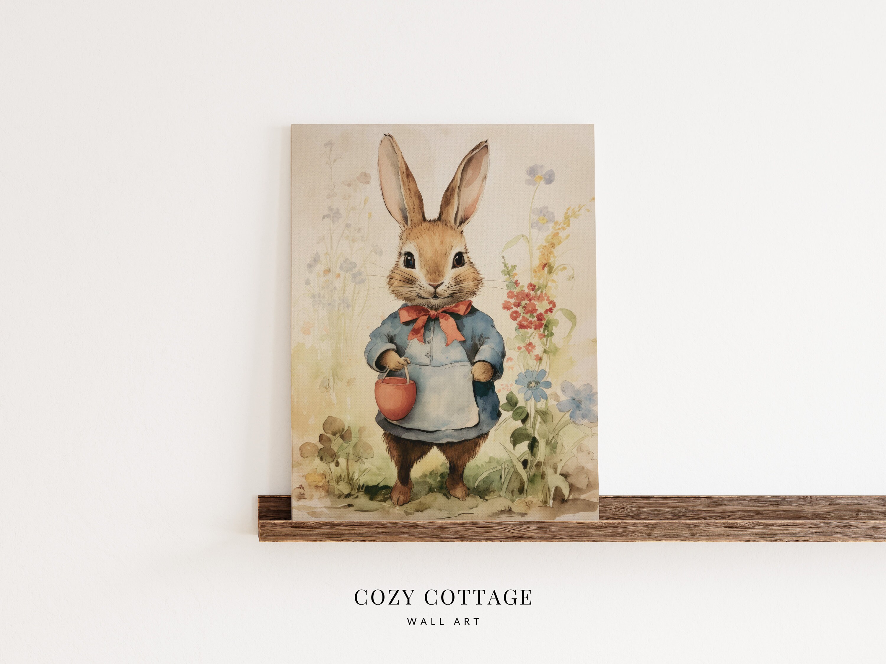 Vintage Easter Bunny Wall Art Print | Cottage Easter and Spring Decor ...