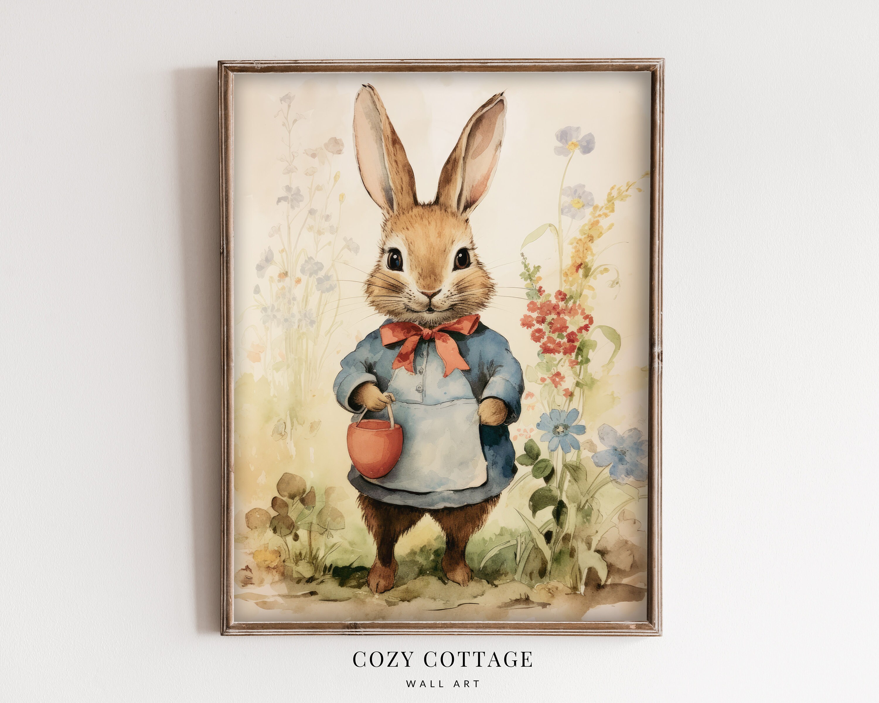 Vintage Easter Bunny Wall Art Print Cottage Easter and Spring Decor ...