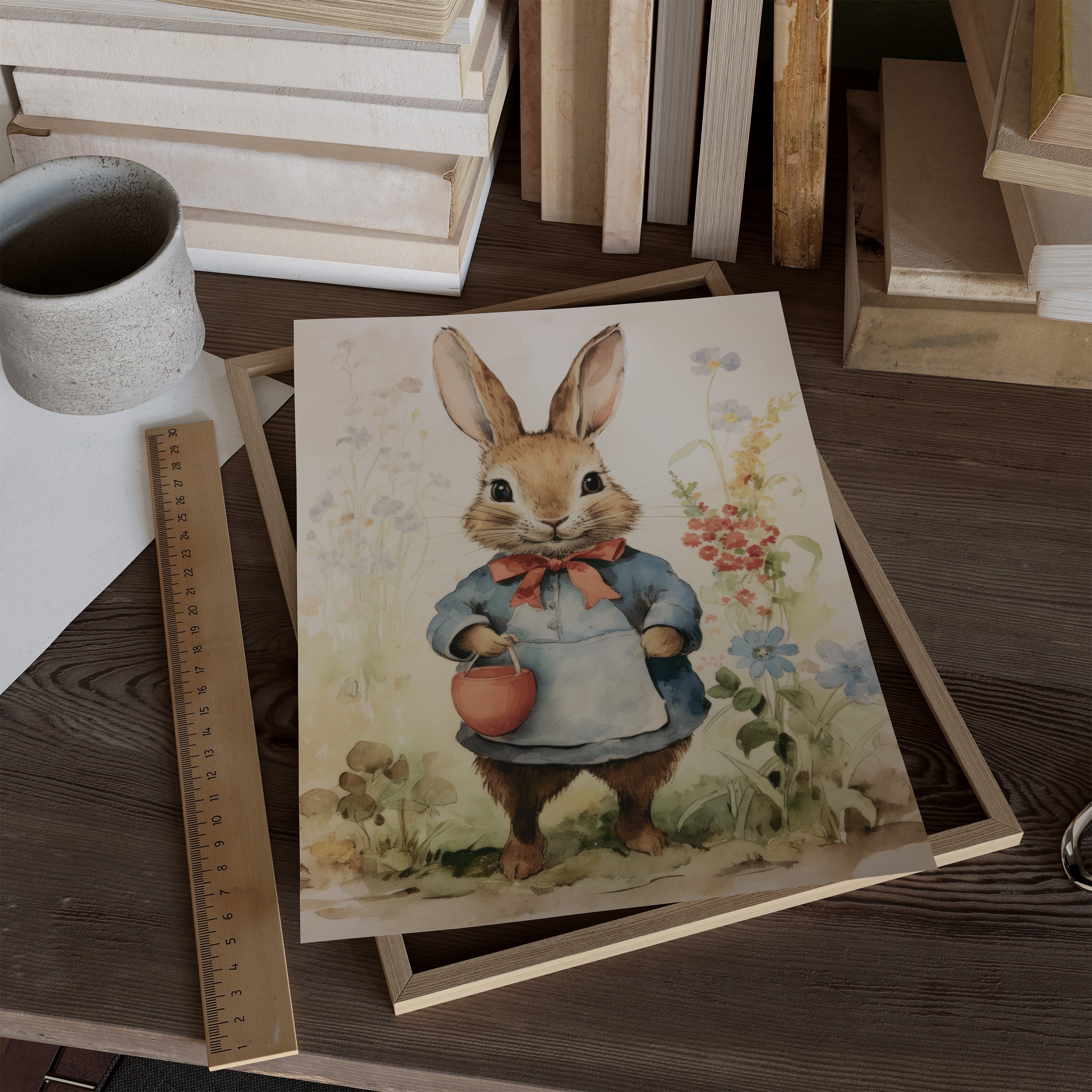 Vintage Easter Bunny Wall Art Print | Cottage Easter and Spring Decor ...