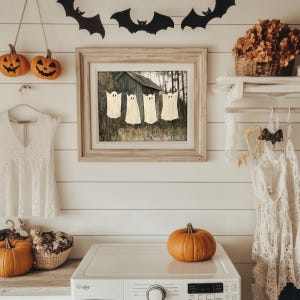 Ghost Laundry Vintage Style Painting Print Laundry Room Halloween Decor ...