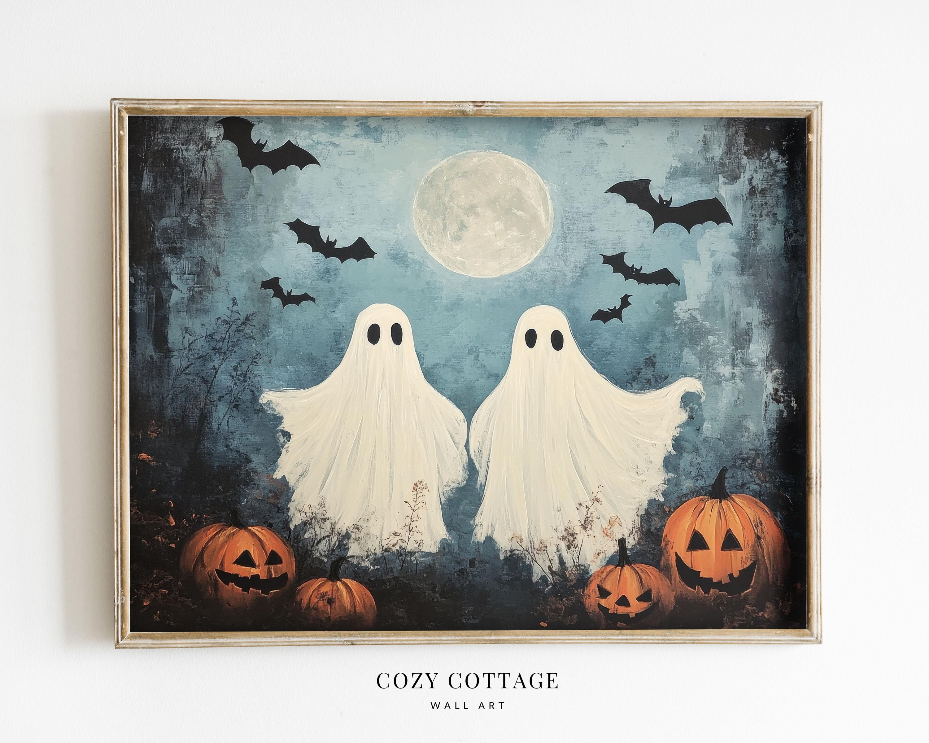Old Fashioned Spooky Ghosts Painting Vintage Style Wall Art | Cottage ...