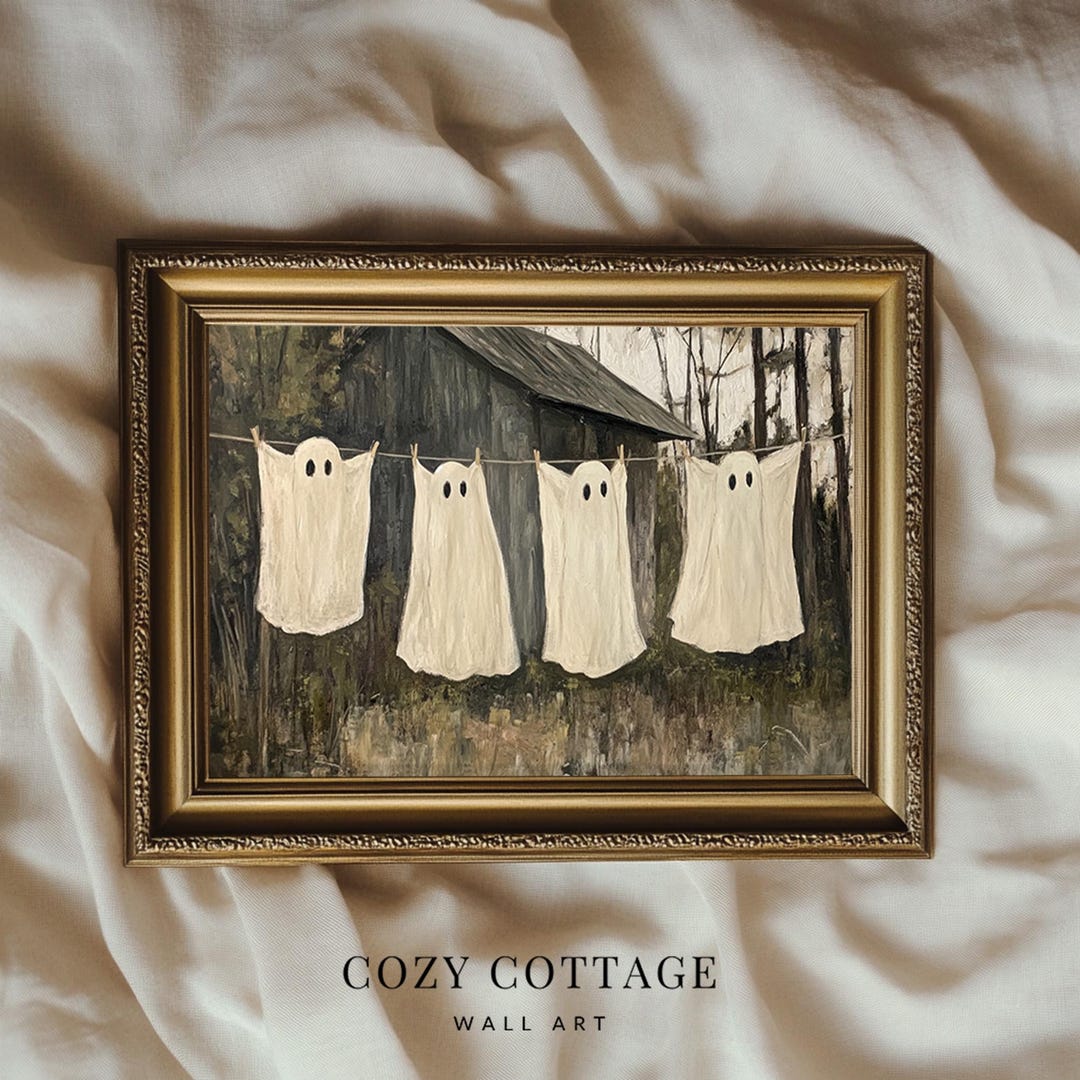 Ghost Laundry Vintage Style Painting Print Laundry Room Halloween Decor ...