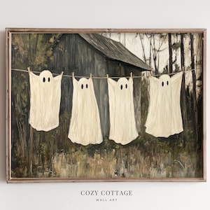 Ghost Laundry Vintage Style Painting Print Laundry Room Halloween Decor ...