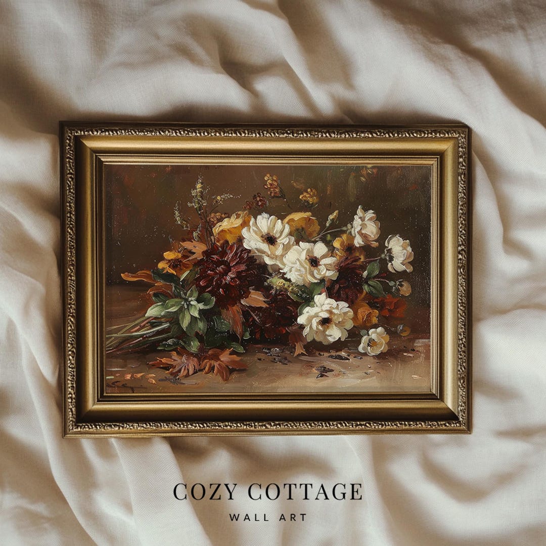 Fall Flowers Vintage Style Still Life Painting | Old Charm Cottage ...