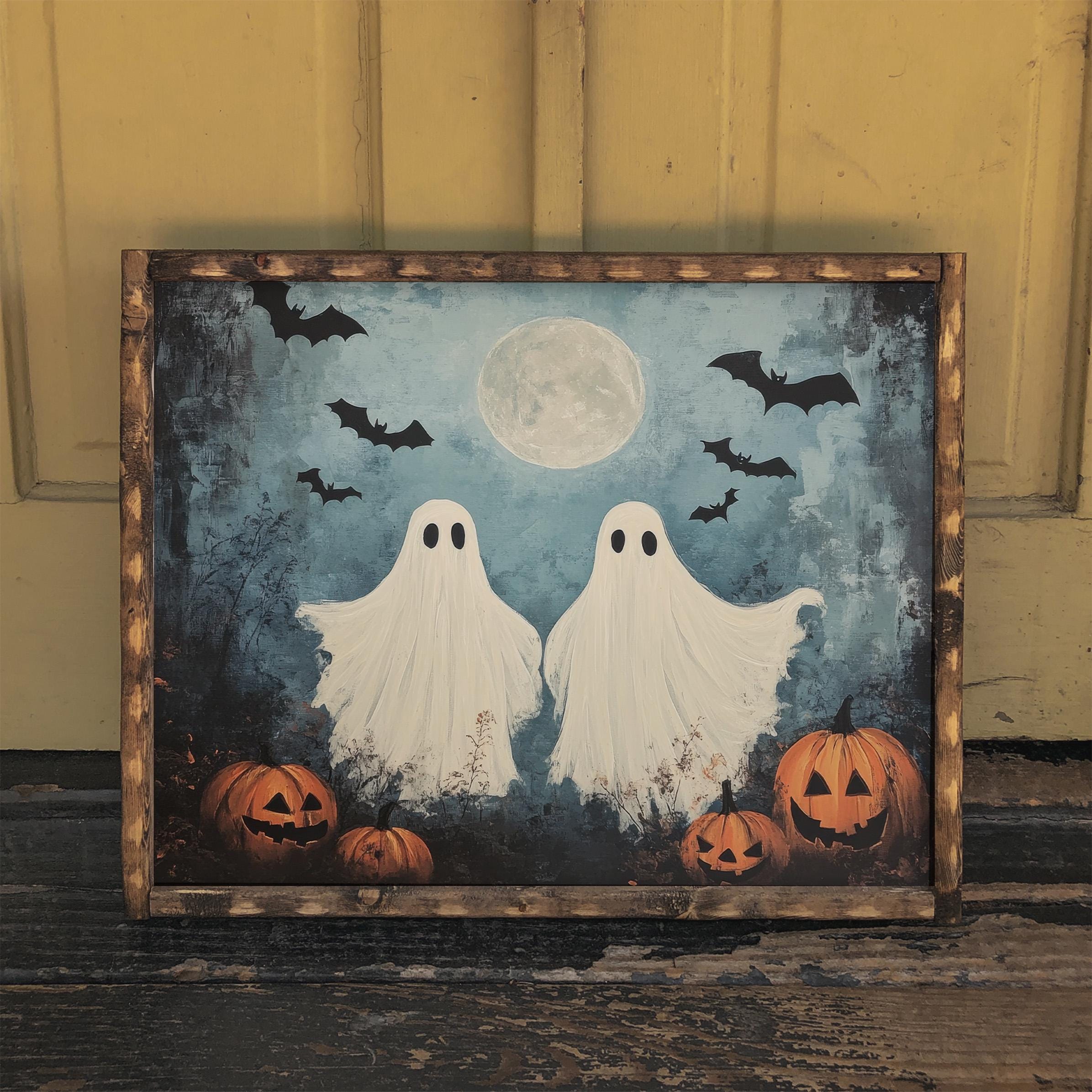Old Fashioned Spooky Ghosts Painting Vintage Style Wall Art | Cottage ...