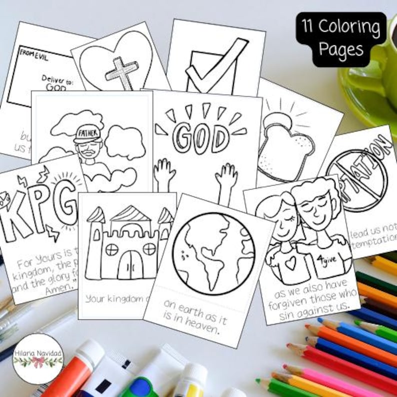 Lord's Prayer Bundle - Memory Cards, Coloring Pages & Mini Book (for ...