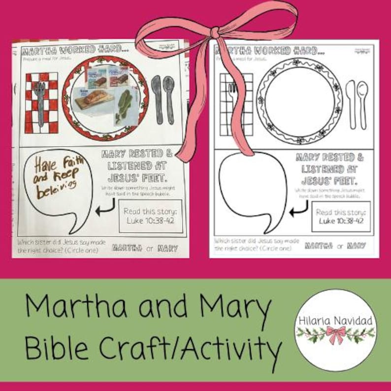 Martha & Mary Bible Craft/activity (for Sunday School, Classroom ...