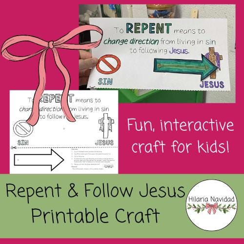 Repent & Follow Jesus Printable Arrow Craft (for Sunday School ...