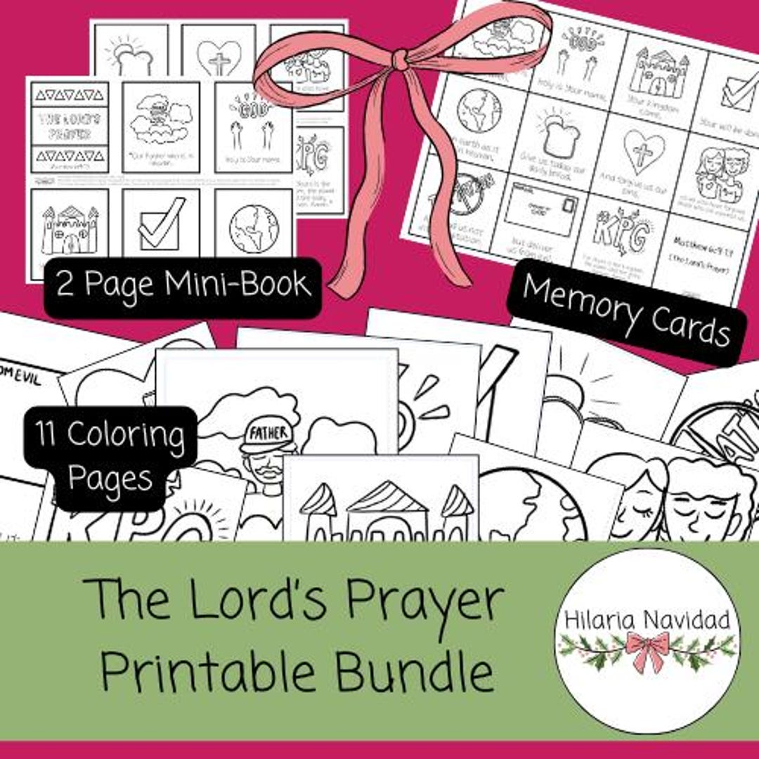 Lord's Prayer Bundle - Memory Cards, Coloring Pages & Mini Book (for ...