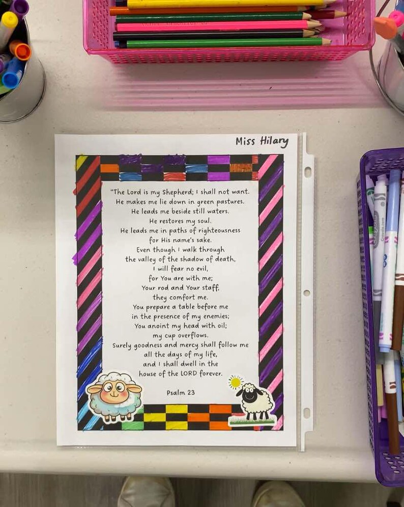 Psalm 23 Memory Verse Coloring Page - Etsy