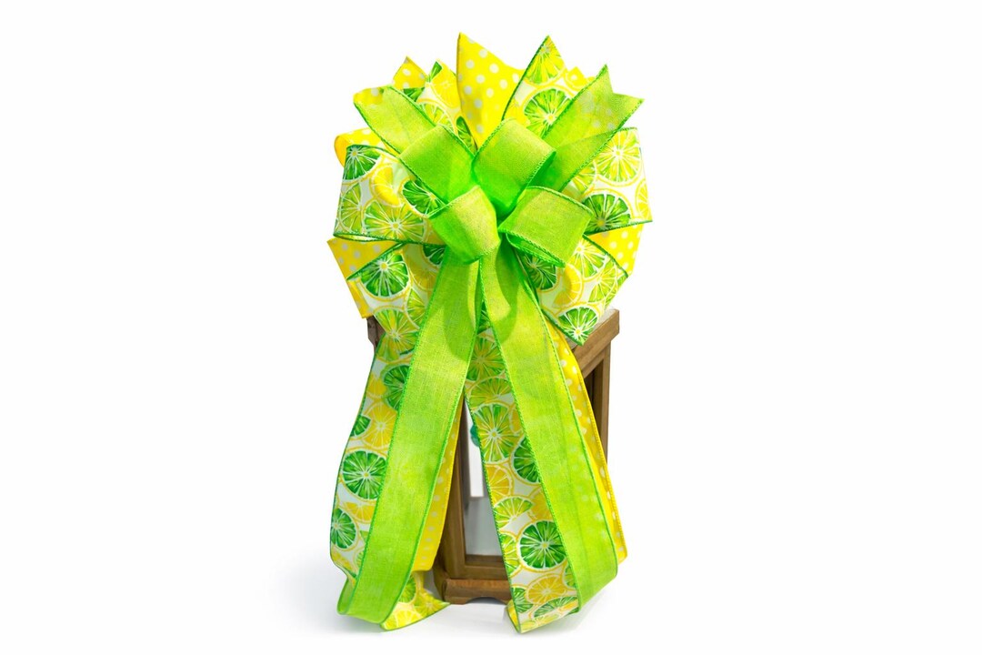 Lemon Lime Citrus Wreath Bow, Summer Door Bow, Fruit Ribbon Bow, Bright ...