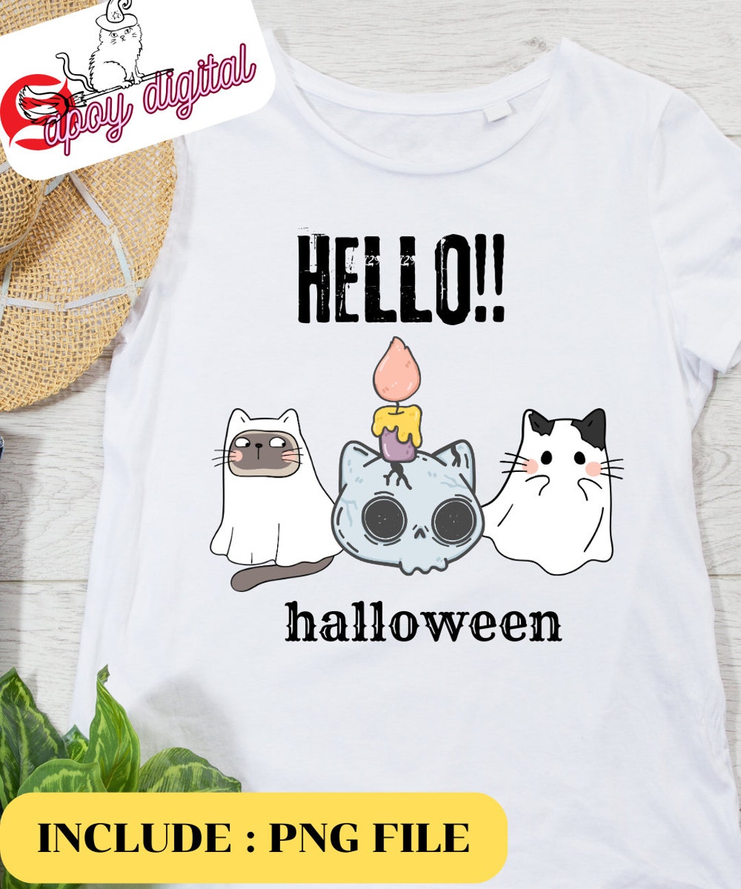 Hello Halloween PNG Digital Download Halloween Trendy Niches Groovy ...