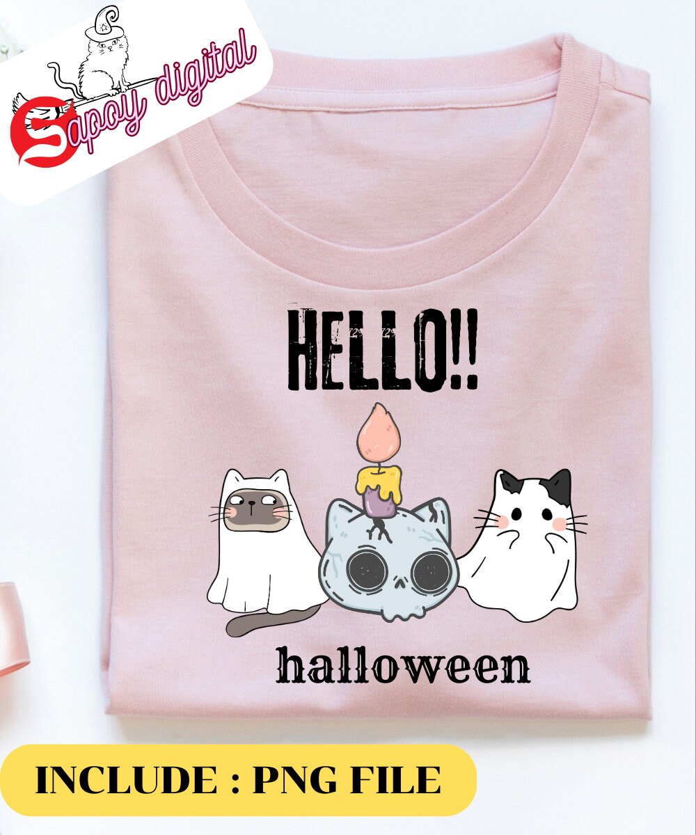 Hello Halloween PNG Digital Download Halloween Trendy Niches - Etsy