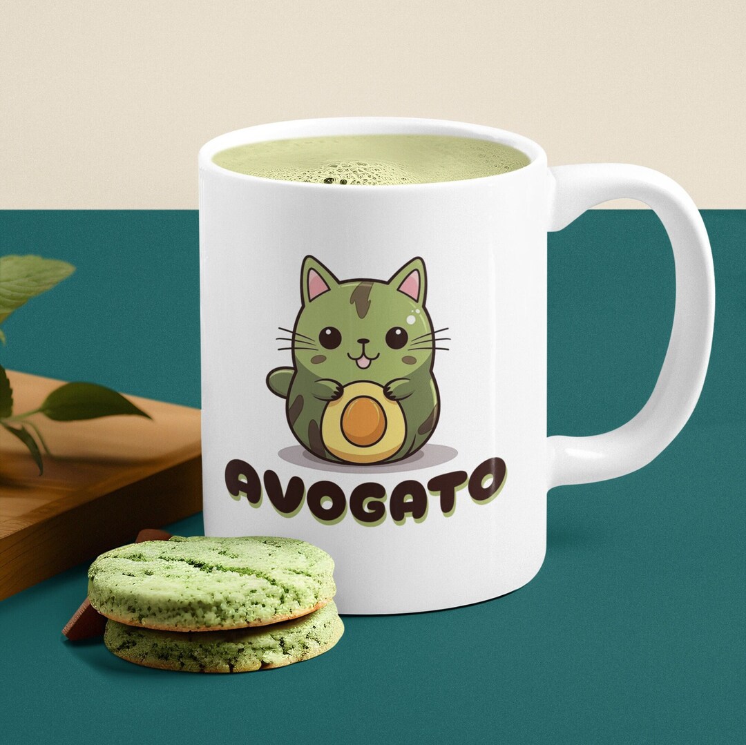 Avogato Mug Avogato, Kawaii Avocatoavocado Mug, Avocado Gift, Funny Cat ...