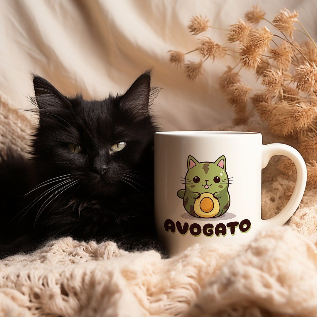 Avogato Mug Avogato, Kawaii Avocatoavocado Mug, Avocado Gift, Funny Cat ...