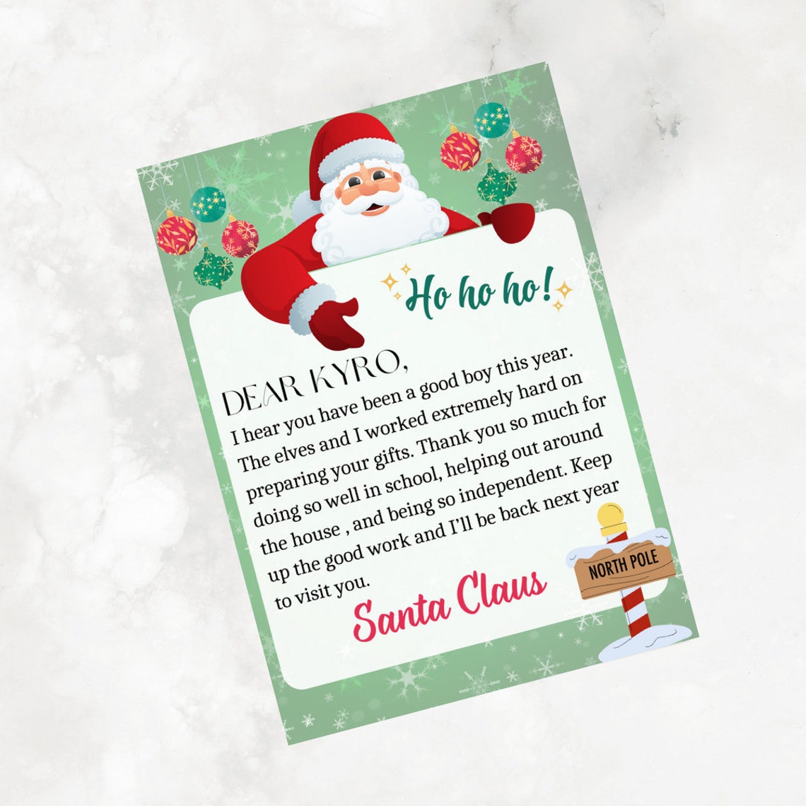 Editable Letter From Santa Claus North Pole Download Printable Template ...