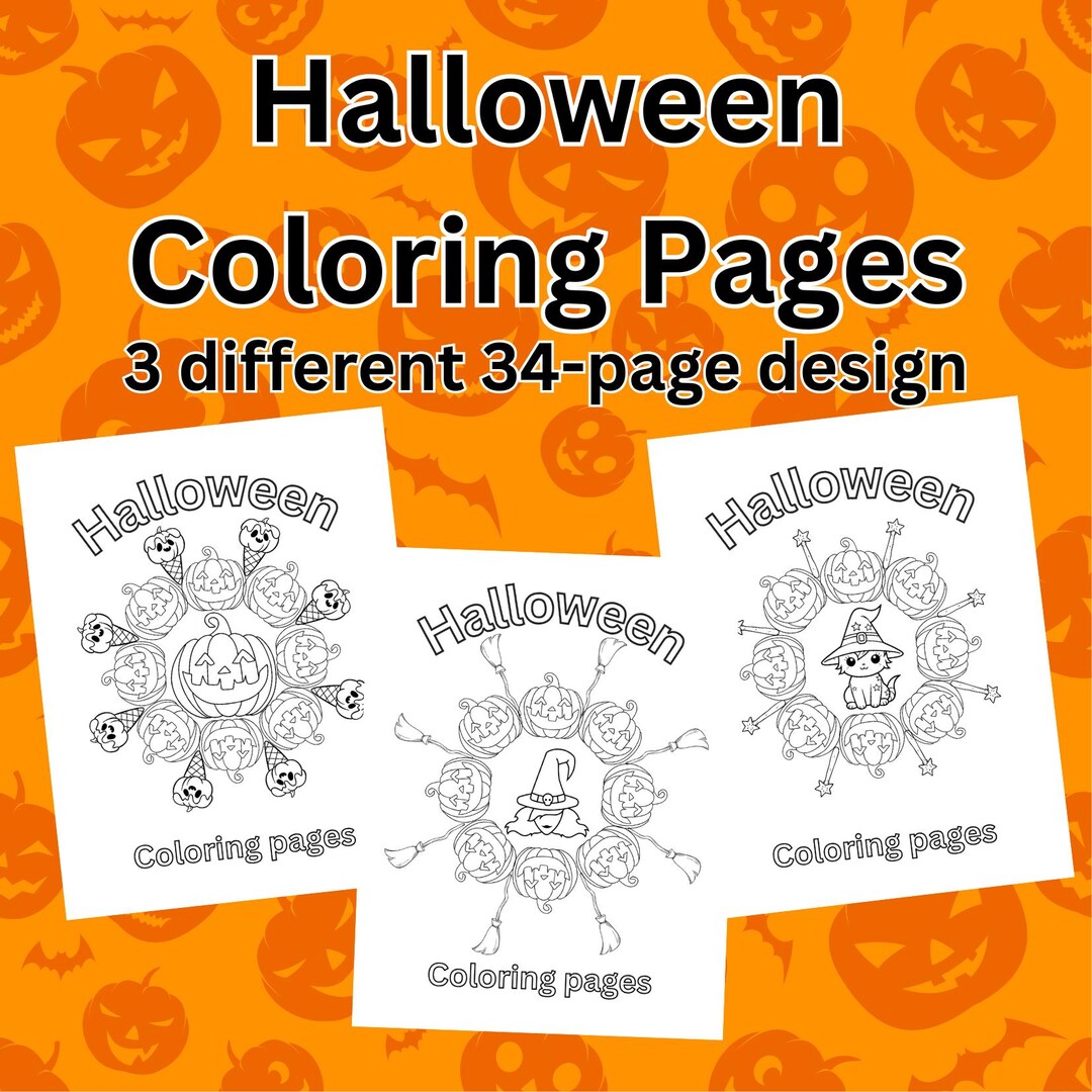 Halloween 31-day Coloring Pages Bundle – 102 Unique Designs – Printable ...
