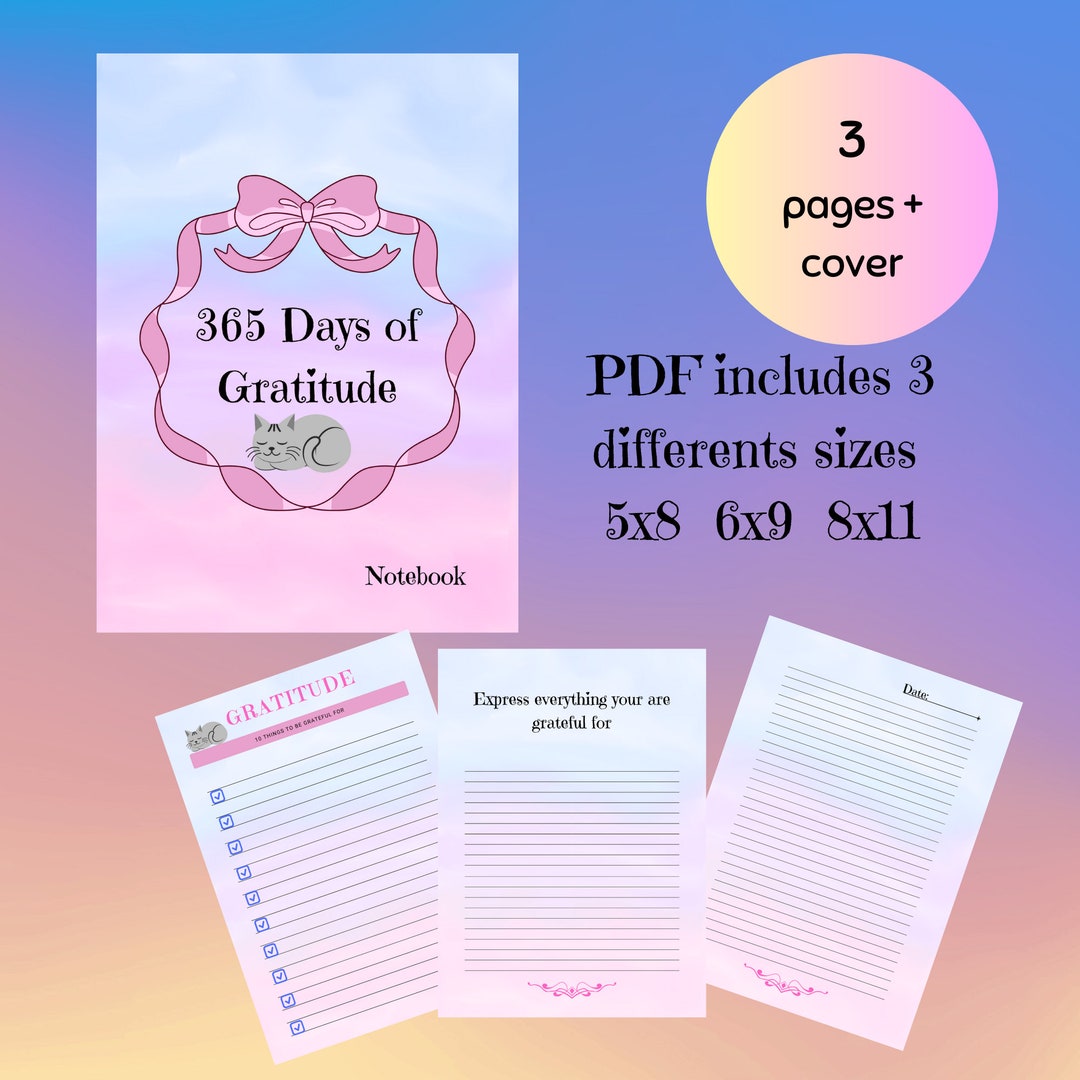 365 Day of Gratitude Notebook. Printable Gratitude Journal-notebook ...