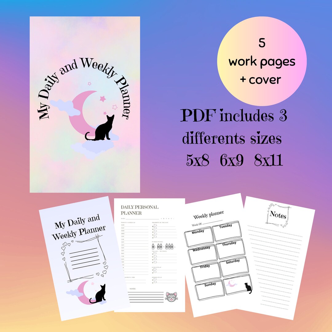 Printable Daily & Weekly Planner – PDF Download – Undated Planner for ...