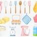 Baking Supplies Watercolor Hand Painted Bakery Tools, Home Bakery ...