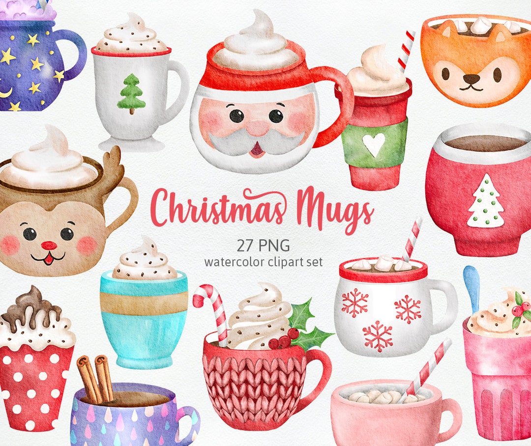 Christmas Mugs, Adorable Cute Xmas Mugs, Christmas Beverage Cups, Hot ...