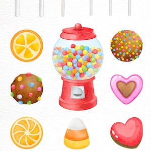 Watercolor Candy Shop Clipart, Cute Candy Graphics Hand-drawn, Lolly ...