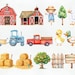 Cute Farm Animals Graphics, Farmhouse Barn, Tractor, Cow, Horse, Pig ...