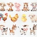 Cute Farm Animals Graphics, Farmhouse Barn, Tractor, Cow, Horse, Pig ...