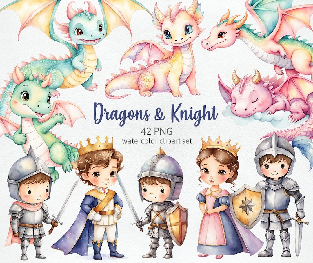 Medieval Town Bundle, Watercolor Middle Ages, Knight Castle, Princess ...