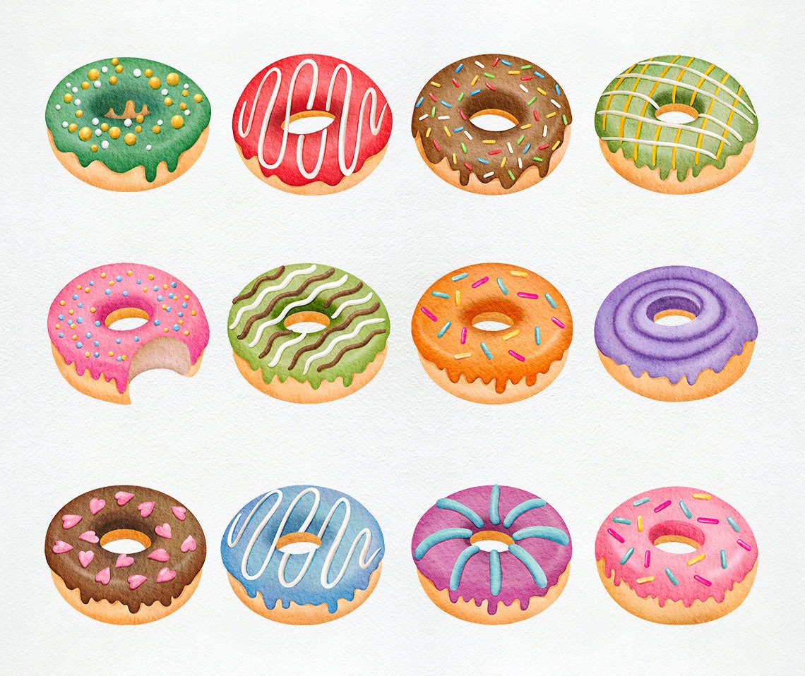 Donuts Clipart, Sweet Bakery Food Clipart, Donut Birthday Party Clip ...