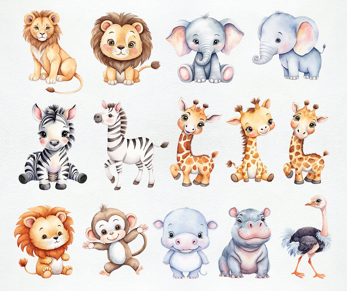 Safari Animals Jungle, Woodland Animals, Kids Clipart Nursery Decor ...