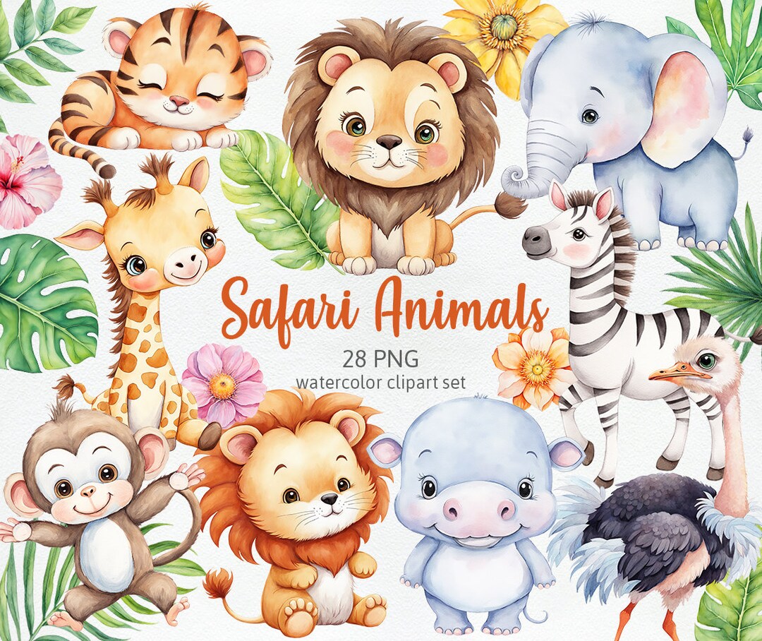 Safari Animals Jungle, Woodland Animals, Kids Clipart Nursery Decor ...
