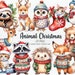 Christmas Animal Clipart, Cute Woodland Animals Owl Sloth Bear Fox Cat ...