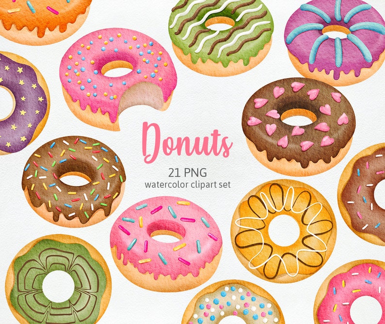 Donuts Clipart, Sweet Bakery Food Clipart, Donut Birthday Party Clip ...