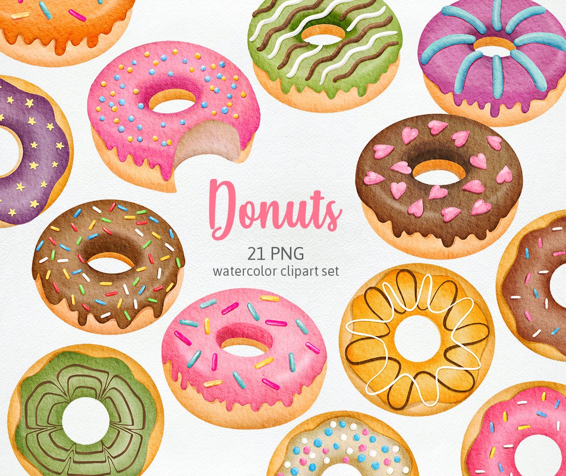Donuts Clipart, Sweet Bakery Food Clipart, Donut Birthday Party Clip ...