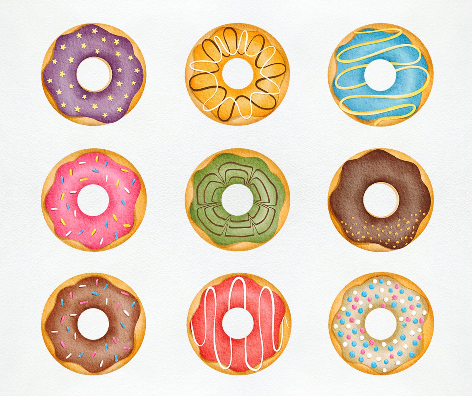 Donuts Clipart, Sweet Bakery Food Clipart, Donut Birthday Party Clip ...