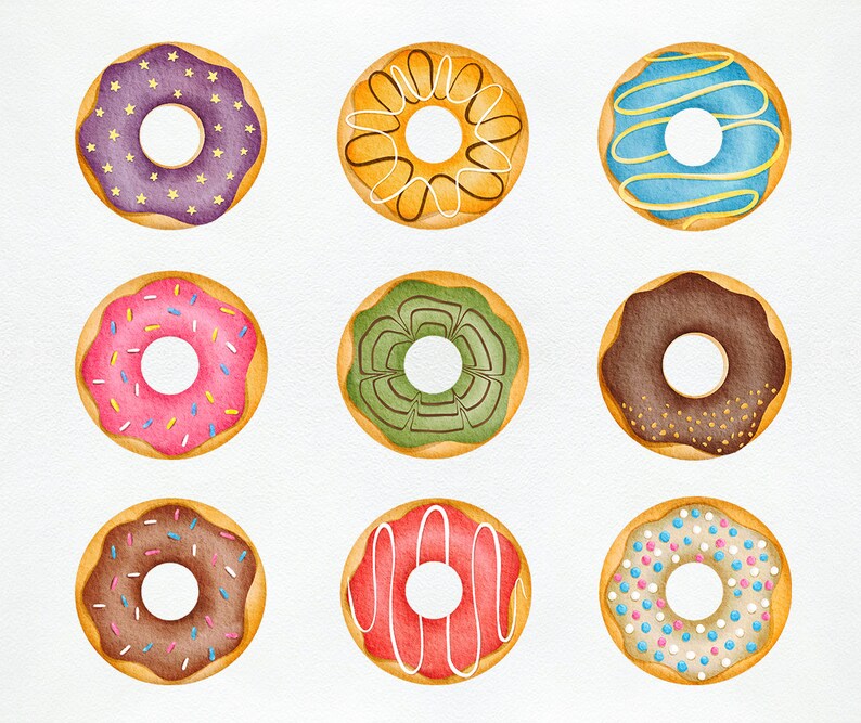 Donuts Clipart, Sweet Bakery Food Clipart, Donut Birthday Party Clip ...