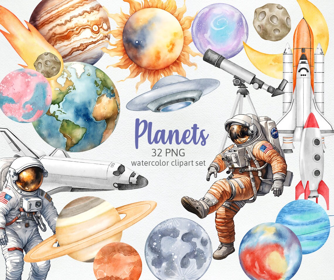 Space Galaxy Rocket Ships, Moon Sun Planets Mars Stars Astronauts, UFO ...