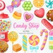 Watercolor Candy Shop Clipart, Cute Candy Graphics Hand-drawn, Lolly ...