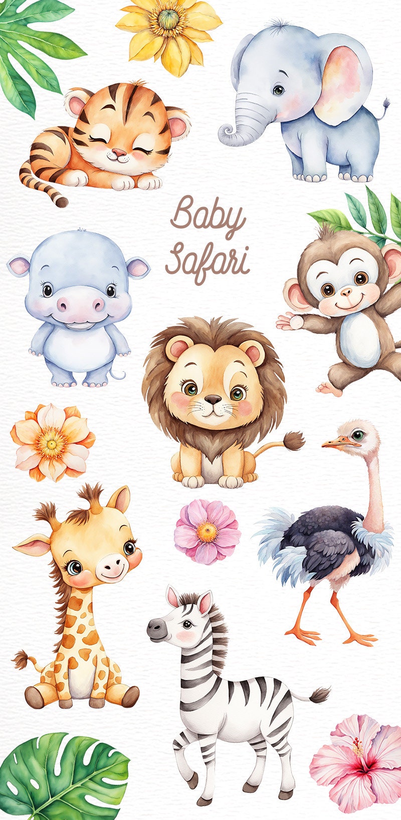 Safari Animals Jungle, Woodland Animals, Kids Clipart Nursery Decor ...