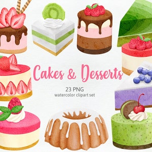 Small Cute Watercolor Cake and Desserts Decoration, Sweet Tooth ...