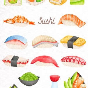 Japanese Sushi Watercolor Clipart, Japan Food Seafood Fresh Fish ...