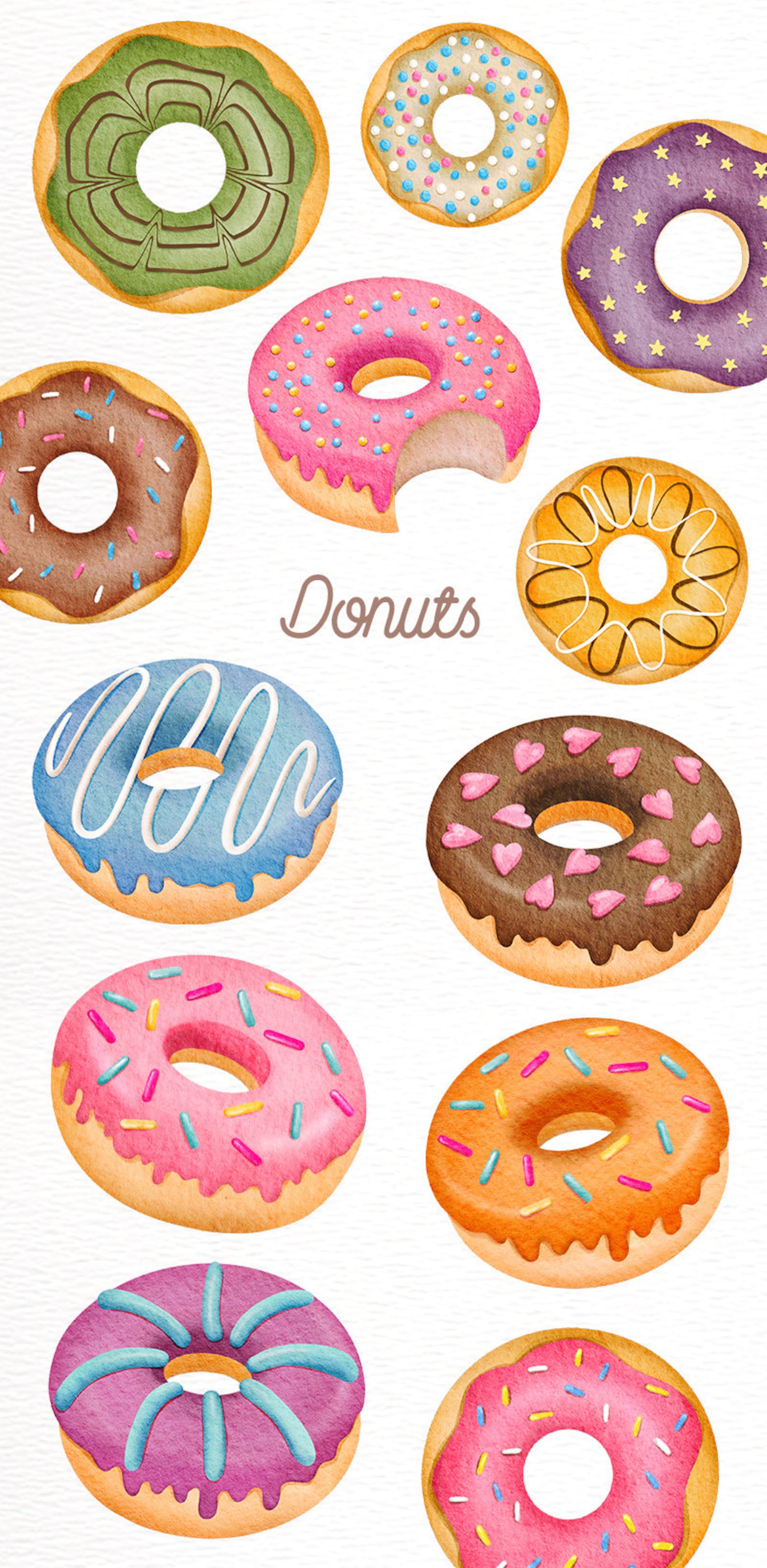 Donuts Clipart, Sweet Bakery Food Clipart, Donut Birthday Party Clip ...