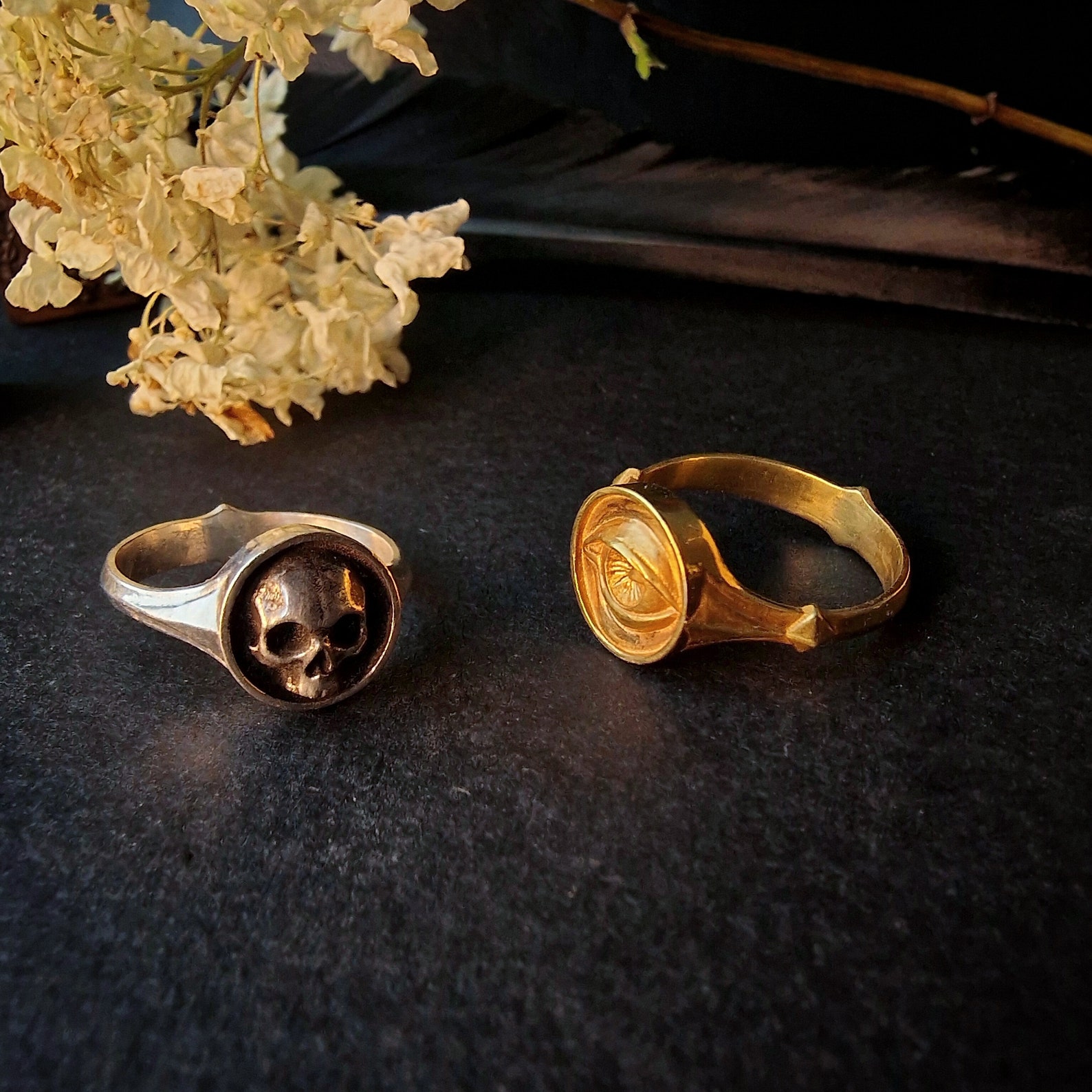 Memento Mori Dark Aesthetic Gothic Signet Ring - Etsy