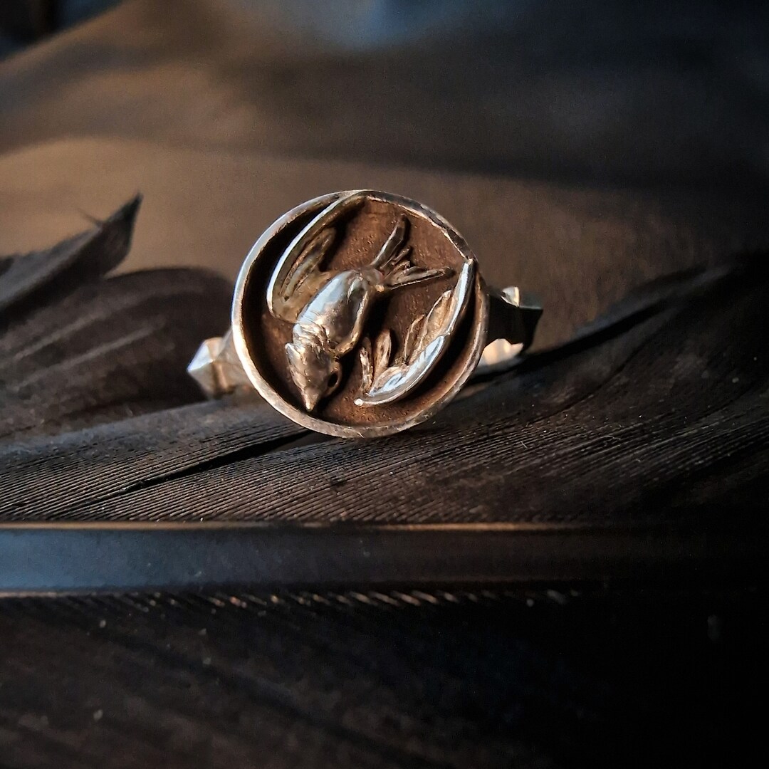 Swallow Bird Signet Ring "evil Times I" (gothic Ring Dark Academia ...