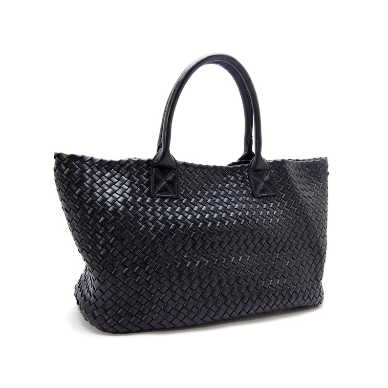 Woven Tote Bag Open Top Black - Etsy