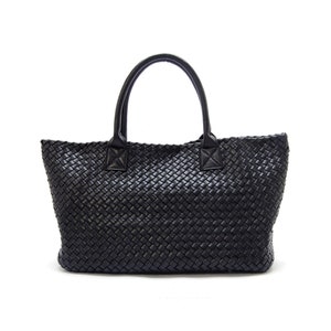 Woven Tote Bag Open Top Black - Etsy