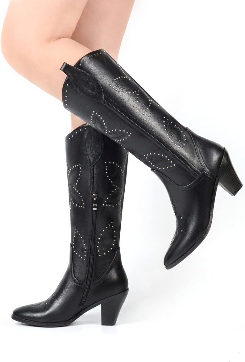Knee-high Cowboy Western Rider Boots Stich and Studded Patterns for ...