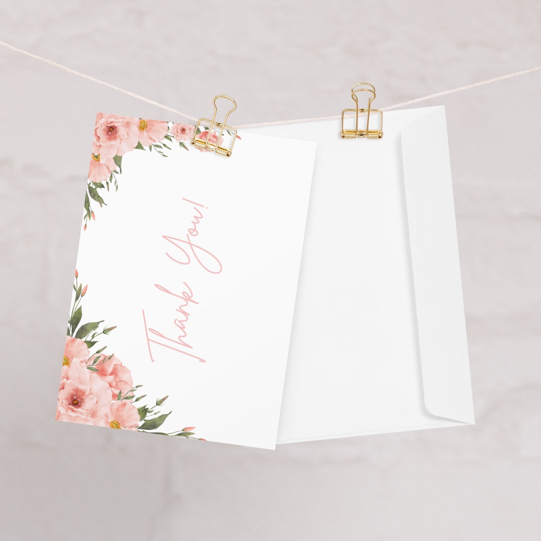 Blank Thank You Card, Greeting Card, Single Thank You Card, Folded Card ...